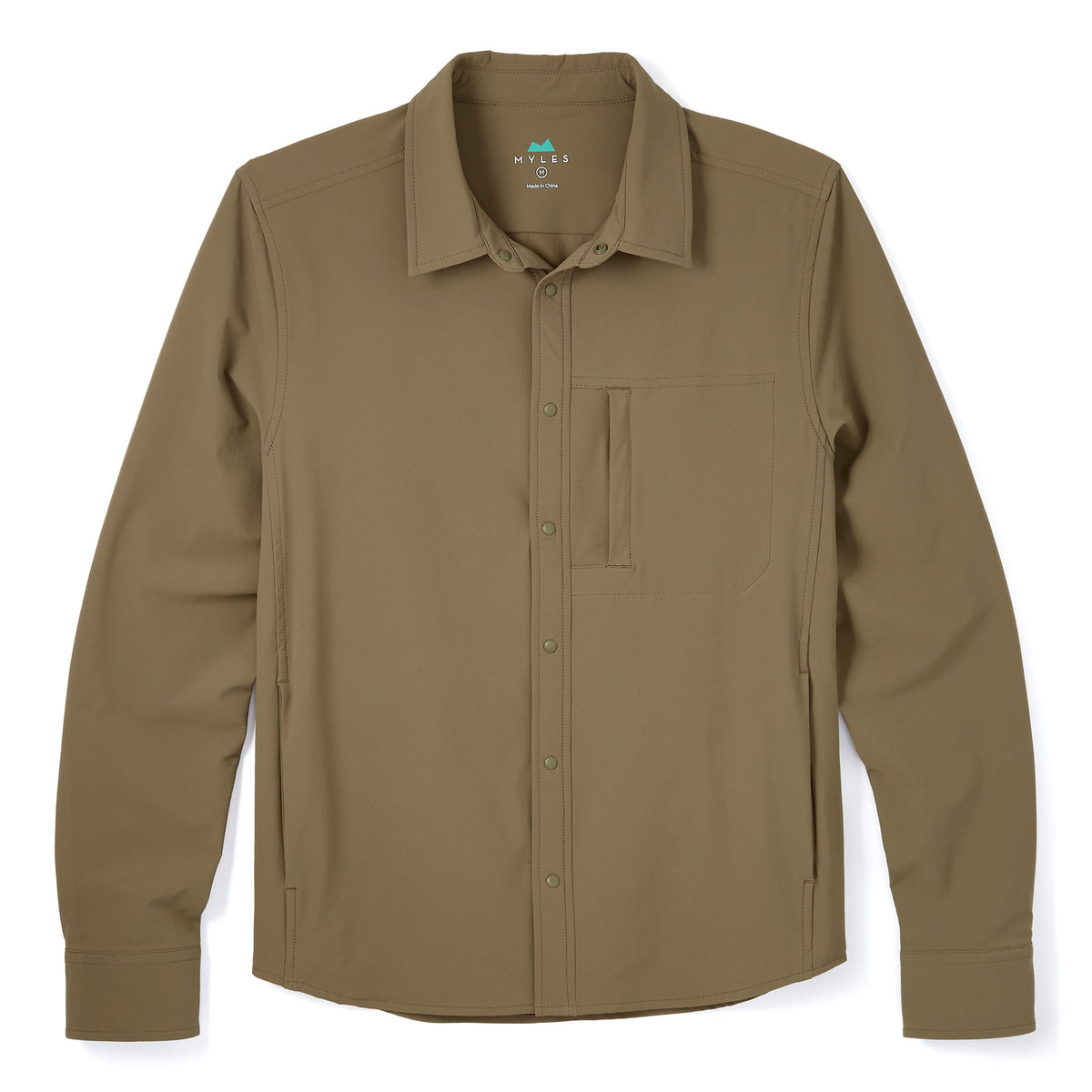Everyday Overshirt in Dusky Green | Men's Technical Button-up | Myles ...