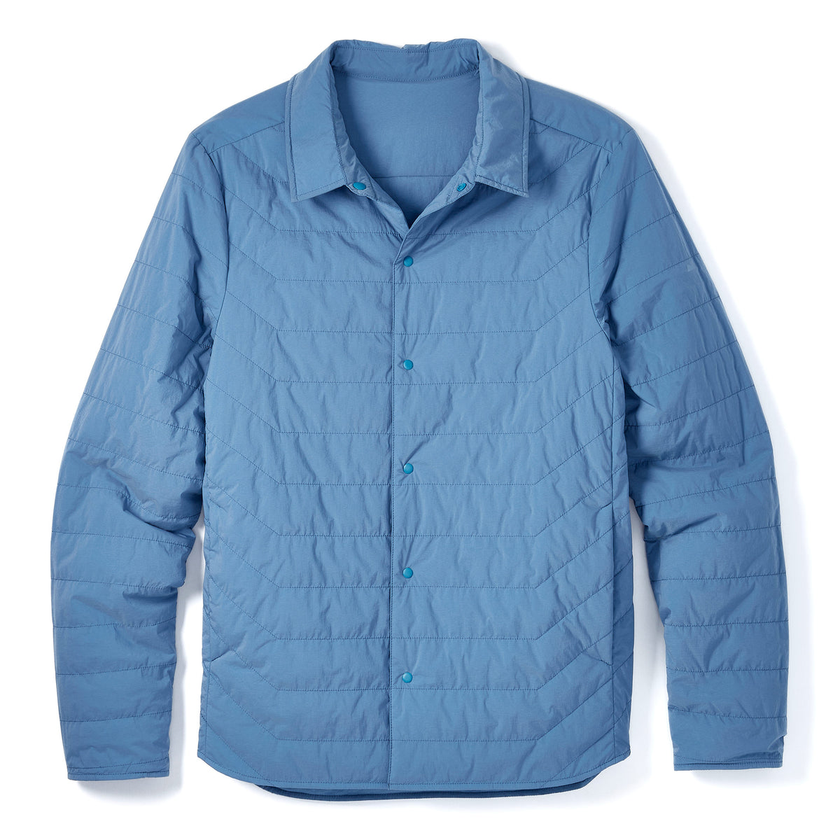 Reversible Insulated Shirt Jacket in Dusty Blue | Packable for Travel ...